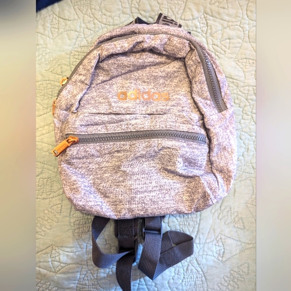 adidas | Bags | Adidas Mini Backpack Gold Print And Zippers | Poshmark